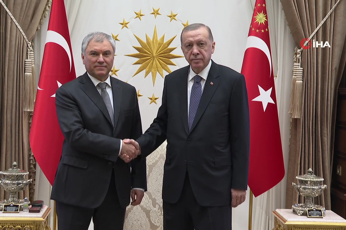 Cumhurbaşkanı Erdoğan, Rusya Federasyonu Federal Meclisi Devlet Duması Başkanı Vyacheslav ...