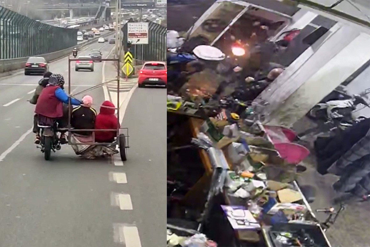 İstanbul'da motosiklet sürücülerinin ilginç anları kameraya yansıdı ...